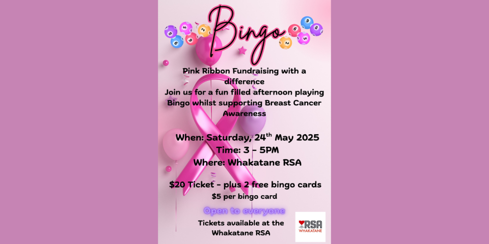Bingo - Pink Ribbon Fundraiser | Whakatāne NZ