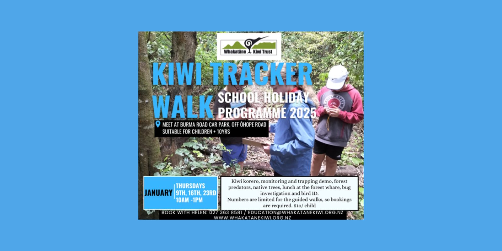 Kiwi Tracker Walk - School Holiday Programme | Whakatāne NZ