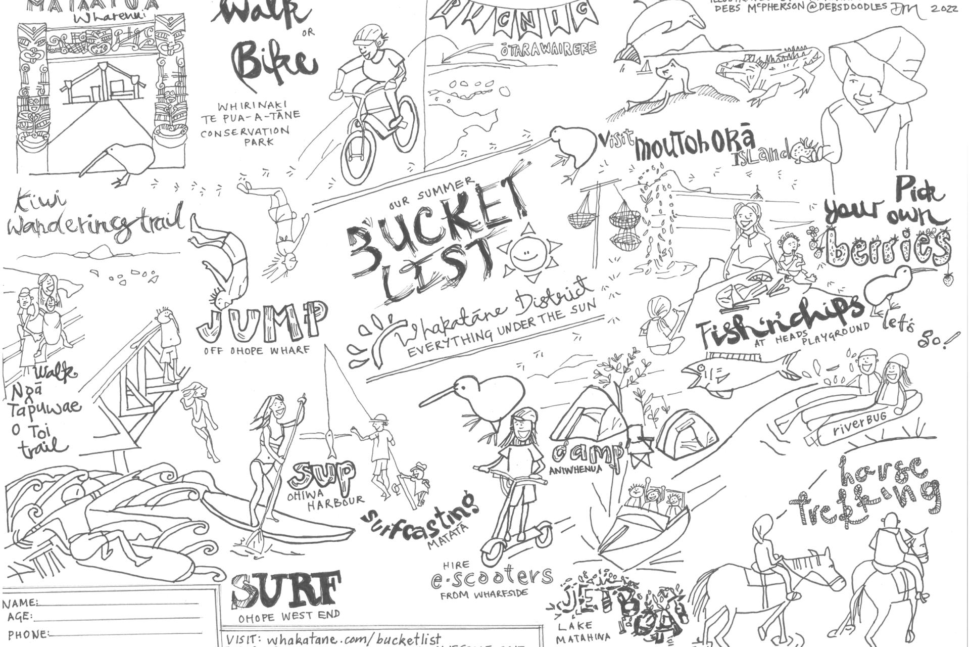 Bucket List Colouring Comp | Whakatāne NZ